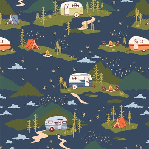 Campfire Stories in Navy - Happy Camper – Fiddlehead Artisan Supply