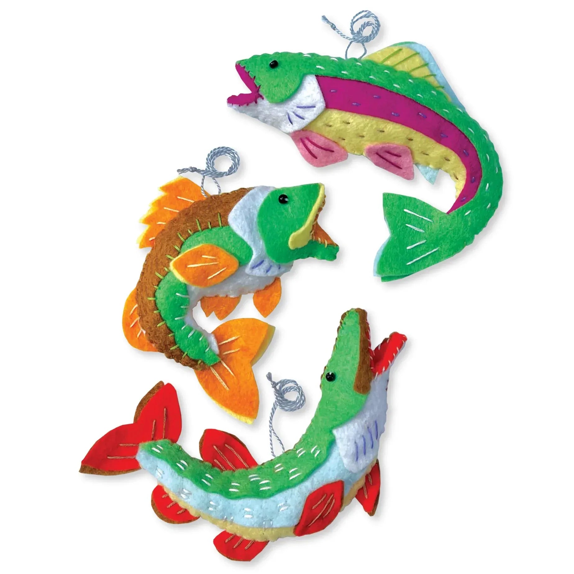 Trout, Bass, and Pike Ornaments - Whimsey Ornament Kit from Heidi Boyd ...