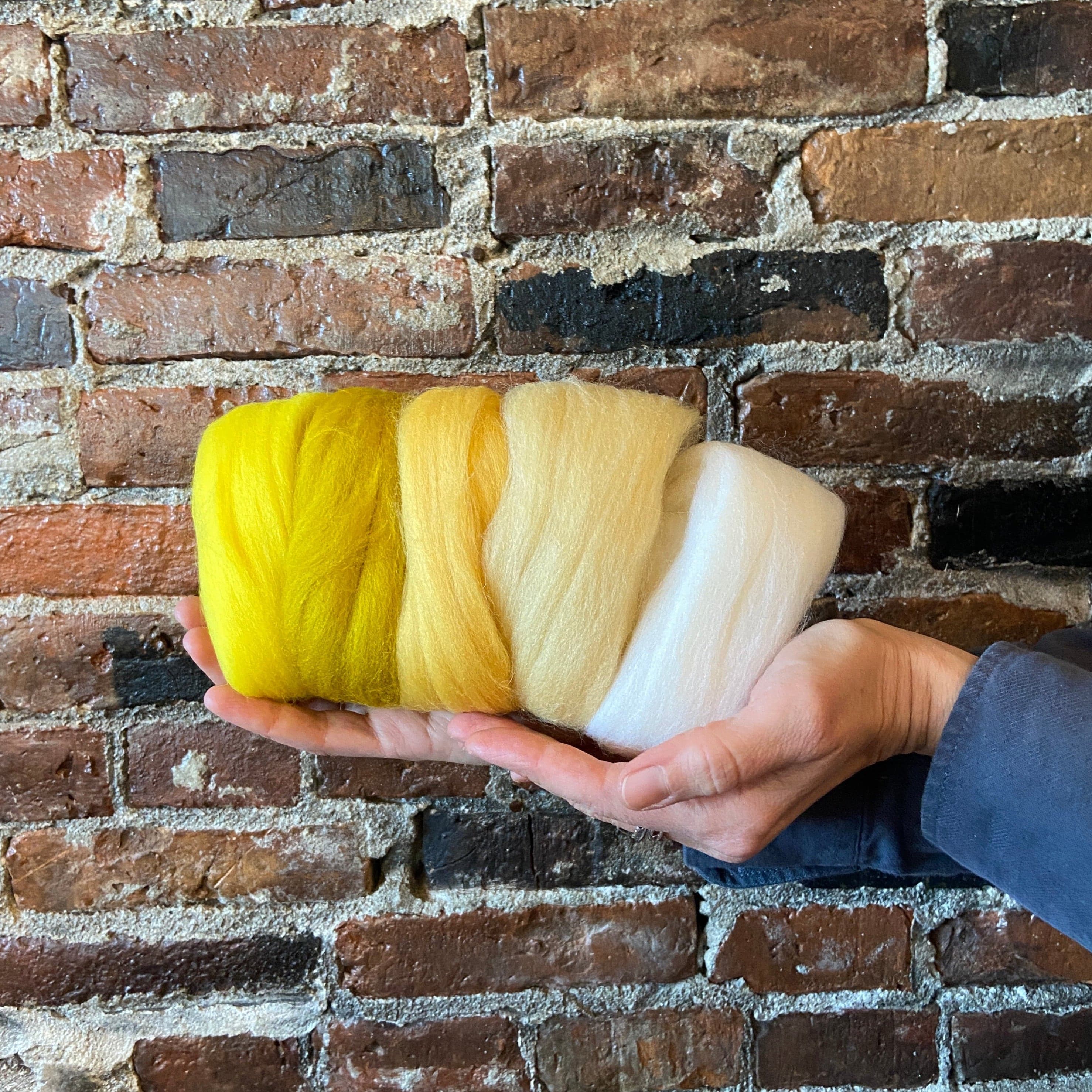 White and Yellow Shades - Five Merino Wool Top Roving Colors - 50 gram ...