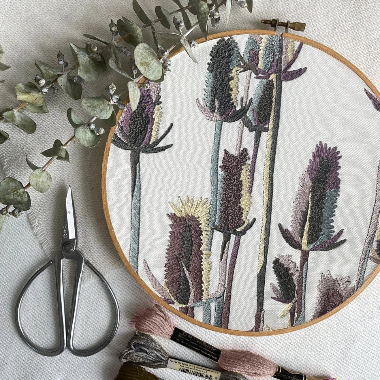 Thistle Embroidery Kit - Kate Wyatt Fine Art – Fiddlehead Artisan Supply