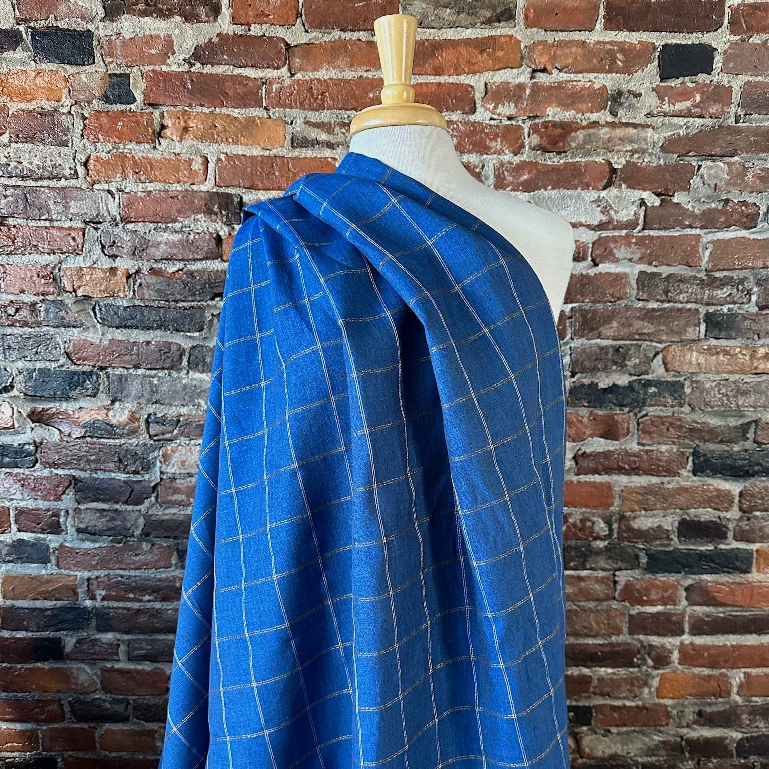 100% Yarn Dyed Linen in Sapphire Party Grid – Fiddlehead Artisan Supply