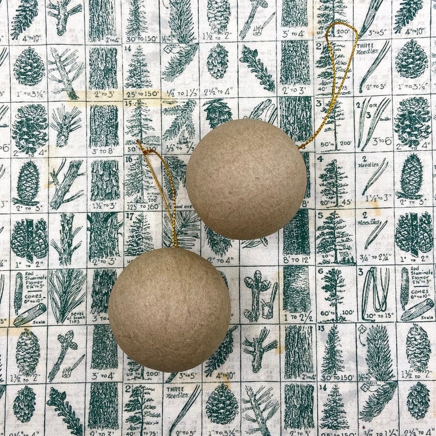 Two Paper Mache Ball Ornaments - 2" – Fiddlehead Artisan Supply